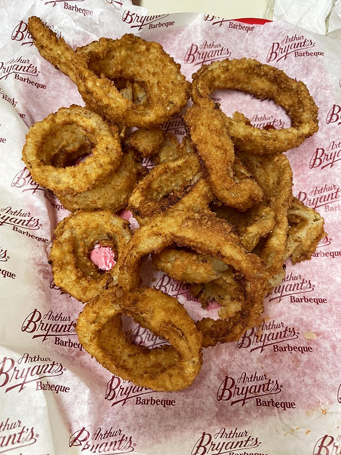 Golden halos of crispy goodness. These onion rings aren't just a side dish—they're crunchy supporting actors in your BBQ blockbuster.