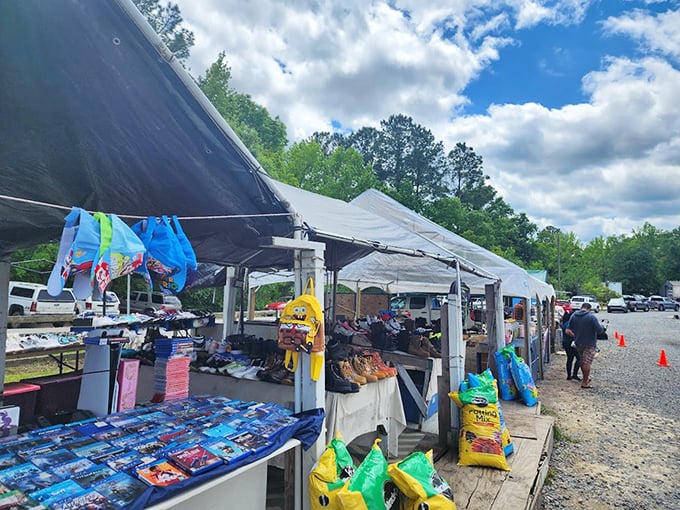Where the shopping meets the sky! Outdoor vendors create a festival atmosphere under Carolina blue, rain or shine.