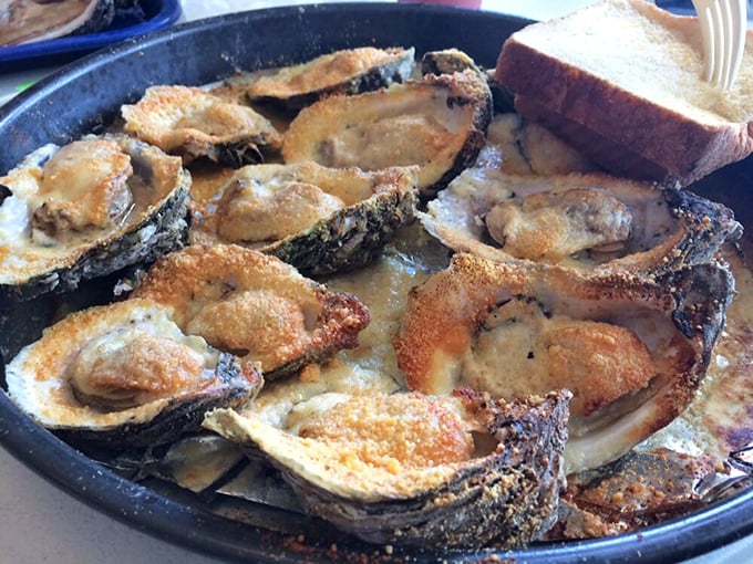 Baked oysters that make you question why you'd ever eat them any other way. The garlic butter situation here is nothing short of miraculous.