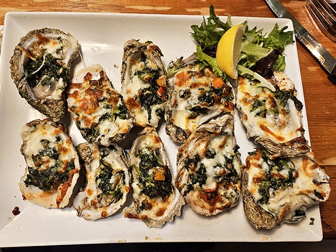 These oysters Rockefeller aren't just topped with spinach and cheese—they're wearing evening gowns to the most delicious party in town.