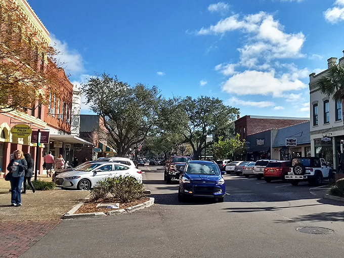 Downtown streets where pedestrians still have the right of way—and actually use it—create a refreshing throwback to pre-smartphone civilization.