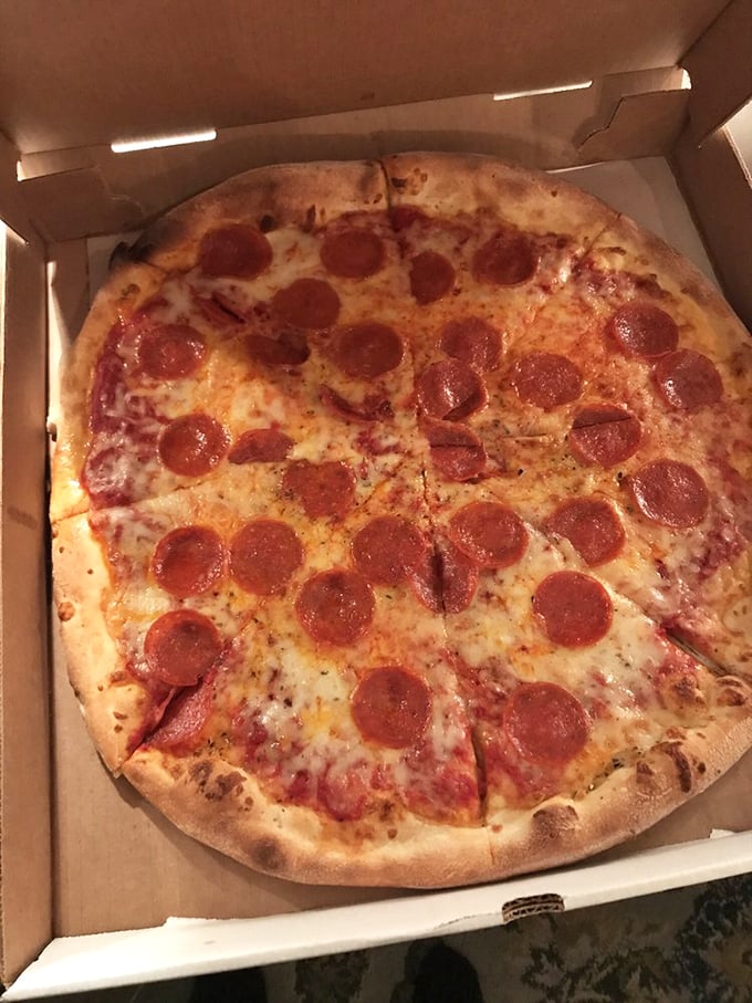 The star of the show: a pepperoni pizza that makes all other pizzas question their life choices.