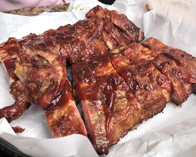 These ribs don't just fall off the bone—they practically leap into your mouth. Glistening with sauce and packed with smoky flavor, resistance is futile.