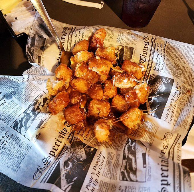 Golden fries swimming in gravy and cheese curds – Canada called, they want their poutine recipe back.