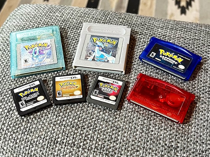 Gaming history in the palm of your hand! These Pokémon cartridges represent countless childhood adventures waiting for their second act.