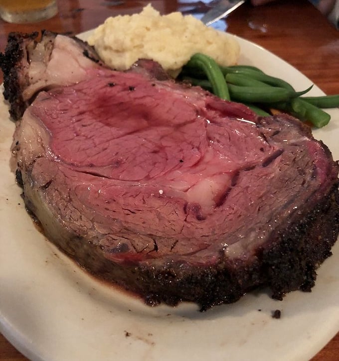 Prime rib that makes vegetarians question their life choices. This perfectly pink masterpiece comes with sides that know their supporting role in this meaty blockbuster.
