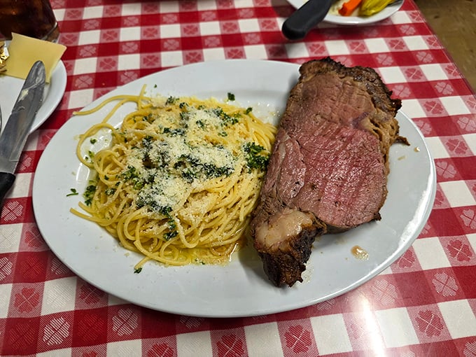Prime rib and pasta: the ultimate Italian-American power couple. Like Sinatra and Dean Martin, they're even better together than solo.