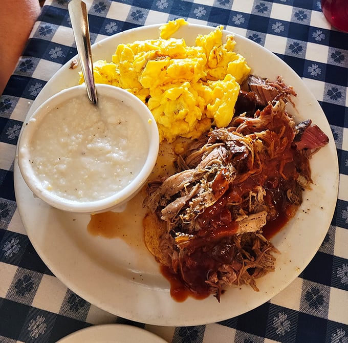 Pulled pork with grits and gravy—a Tennessee trinity that proves some religious experiences happen at the dining table.