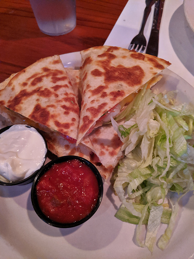 Quesadillas: the universal language of "I'm having a good time." This one speaks fluent deliciousness with its crispy exterior and gooey interior.