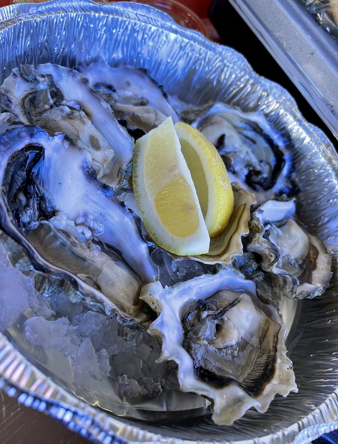 These oysters aren't just served – they're presented like the coastal jewels they are. Add a squeeze of lemon and prepare for briny perfection.