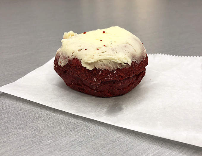 The red velvet donut with cream cheese frosting – proof that sometimes the universe does actually want you to be happy.