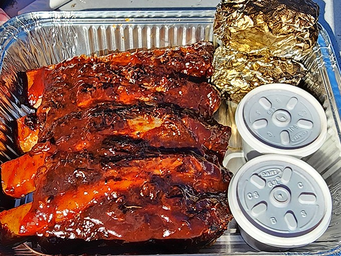 These ribs aren't just fall-off-the-bone tender—they practically leap into your mouth. Desert barbecue at its most glorious.
