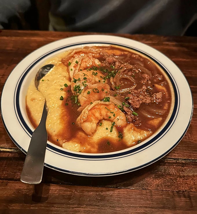 Shrimp and grits that would make a Southerner nod in approval—comfort food that hugs you from the inside out.