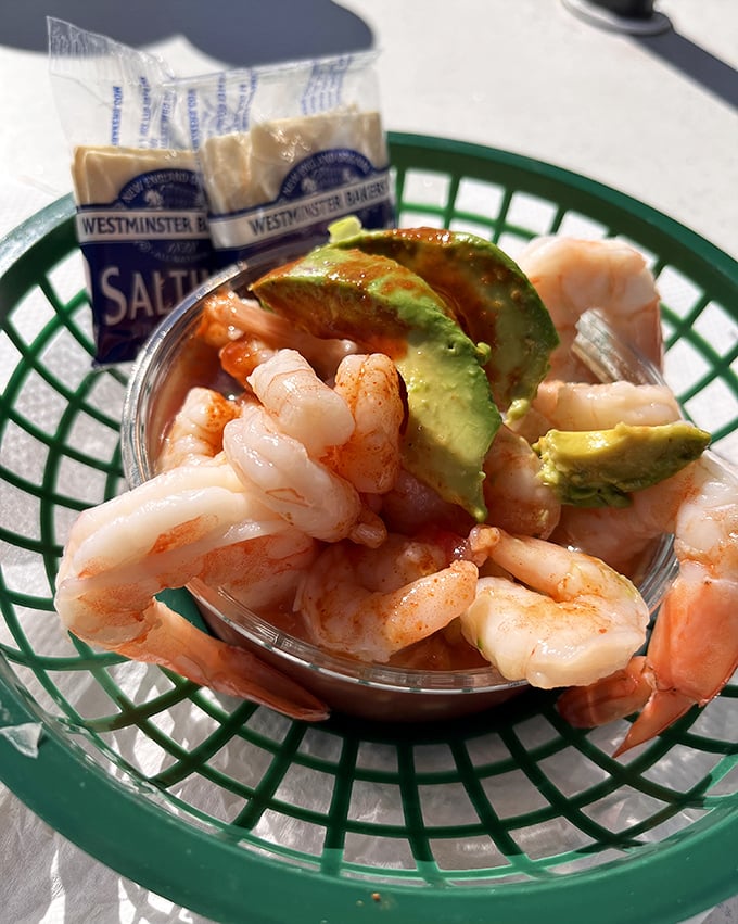 Shrimp cocktail with avocado—where plump, pink crustaceans and buttery green avocado slices create a partnership more perfect than Bogart and Bacall.