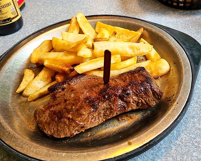 A sirloin that means business, charred to perfection and ready to make your taste buds sing.