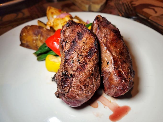 Elk tenderloin that would make even the most dedicated vegetarian pause. Perfectly seared, gloriously tender, and worth every mile of your journey.