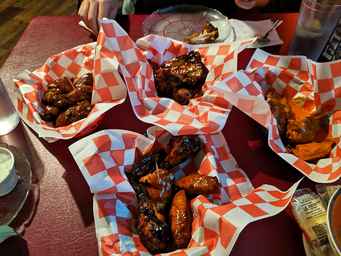 These wings aren't just smoked, they're transformed—each basket a testament to the magic that happens when fire meets fowl.
