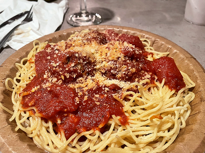 Spaghetti and meatballs—the comfort food equivalent of a warm hug from an Italian grandmother. Simple perfection that pairs beautifully with red wine.
