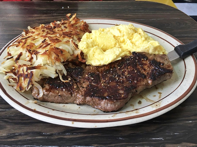 The perfect steak and eggs doesn't exi— Oh wait, here it is! Crispy hash browns, fluffy eggs, and a steak that means business.