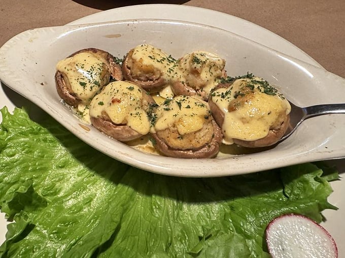 These stuffed mushrooms aren't playing around—crowned with melted cheese and herbs, they're the opening act that steals the show.
