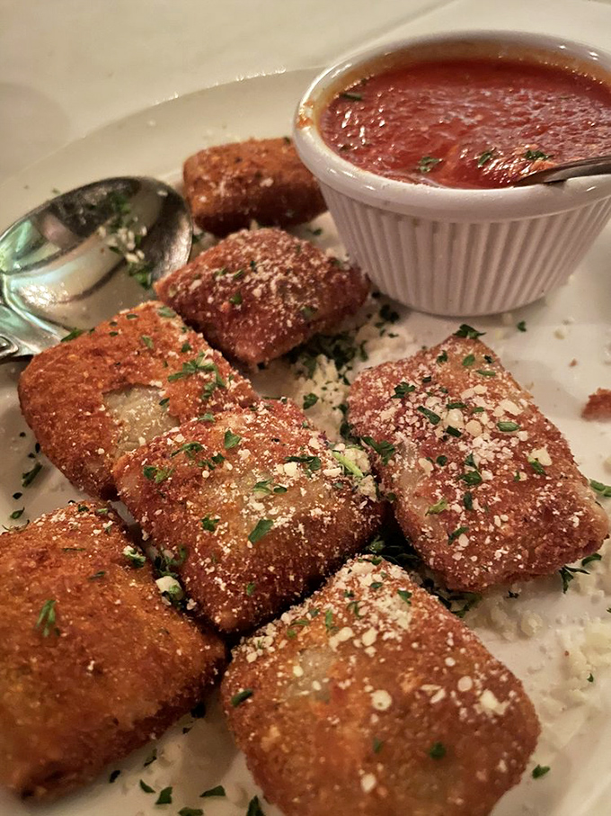 St. Louis' famous toasted ravioli – crispy pillows of joy that make you wonder why anyone serves them untoasted elsewhere.