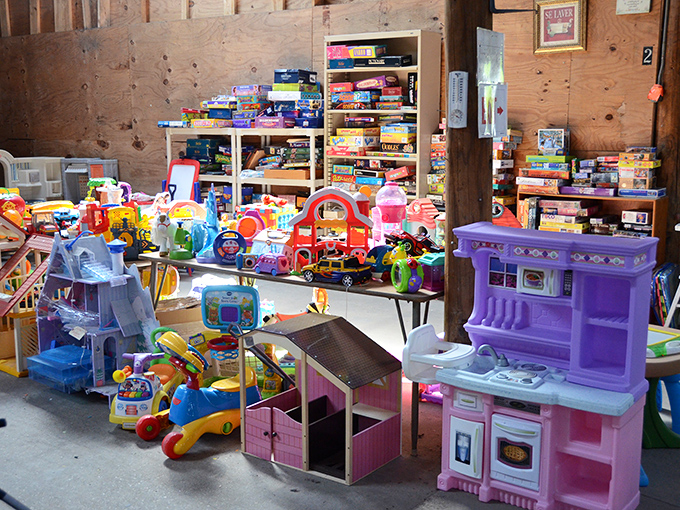 Toy story indeed! This colorful wonderland of gently-loved playthings proves that childhood joy doesn't need a big-box store price tag—just imagination and a few dollars.