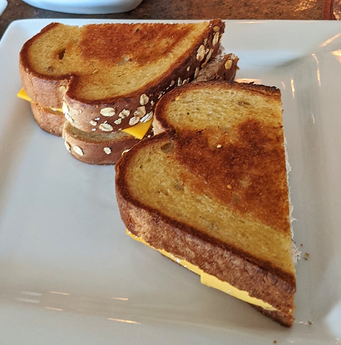 The humble grilled cheese elevated to art form—golden-brown bread with the perfect butter-to-crunch ratio, and cheese that stretches with each bite.