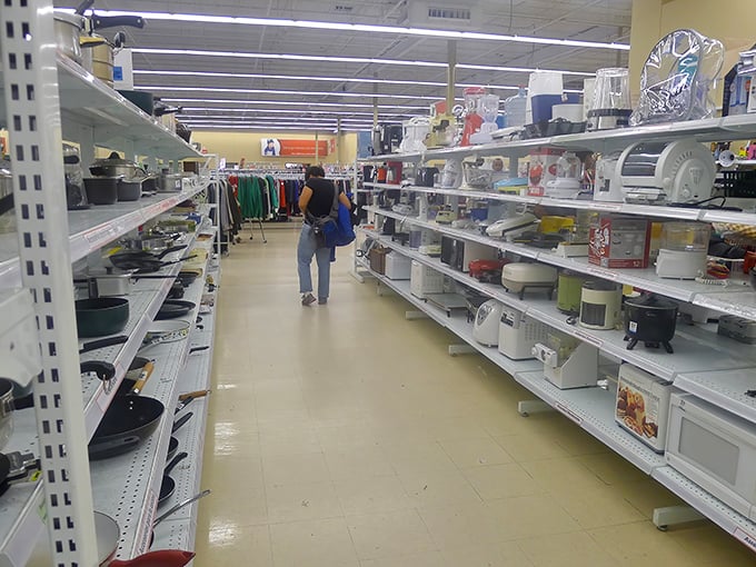 The housewares aisle – where someone else's abandoned bread machine becomes your next culinary adventure waiting to happen.