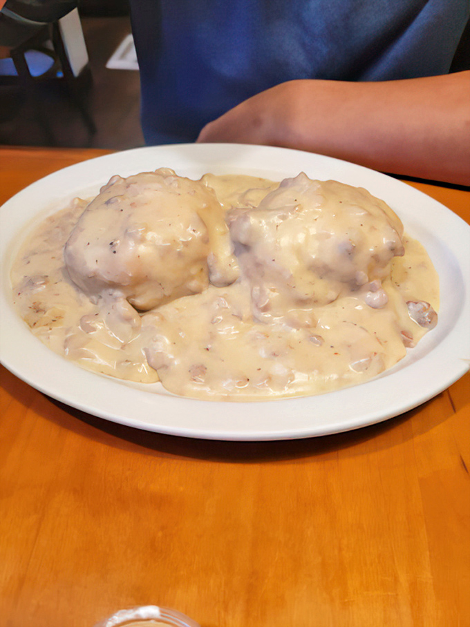 Fluffy biscuits swimming in rich, creamy gravy prove that comfort food never goes out of style.