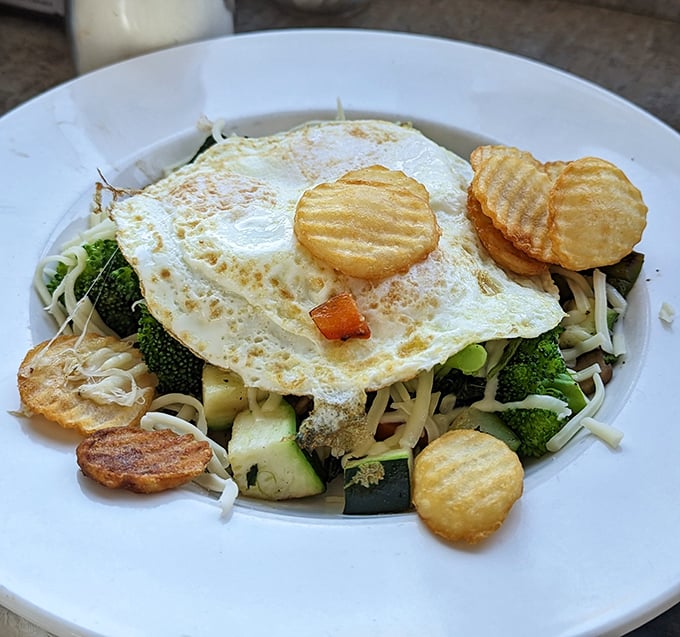 Vegetables get the star treatment with a perfectly fried egg crown. Who said healthy choices can't be indulgent?