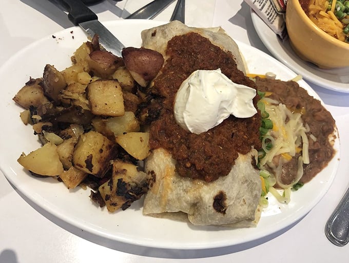 This breakfast burrito proves that sometimes the best mornings start with eggs, potatoes, and pure indulgence.