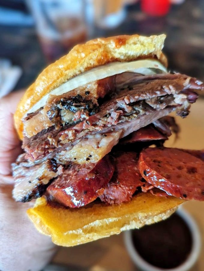 When a sandwich requires architectural engineering to stay together, you know you're in trouble – good trouble.