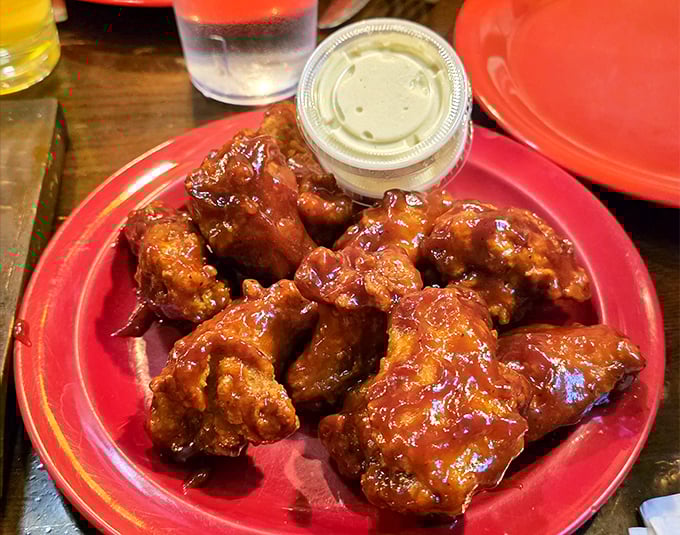 Buffalo wings that don't mess around—saucy, substantial, and requiring at least three napkins. Consider yourself warned.