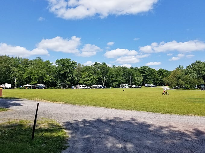 Camping here means trading your Netflix subscription for nature's own entertainment system – totally worth it.