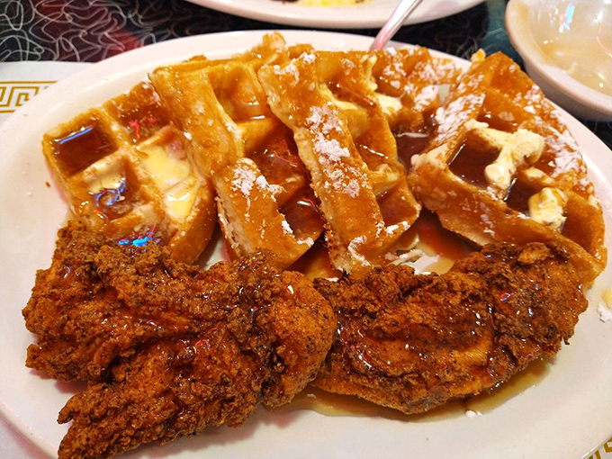 Chicken and waffles done right – crispy, golden, and guaranteed to make your taste buds do a happy dance.