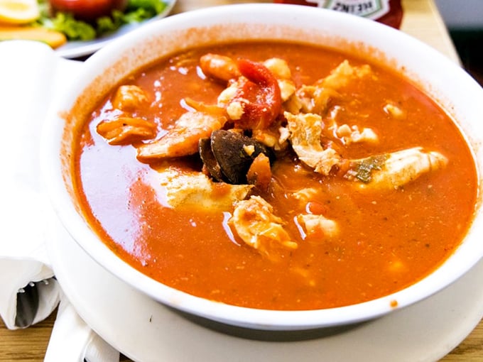 Cioppino so hearty it could make a fisherman weep—a tomato-based seafood stew that's practically California in a bowl.