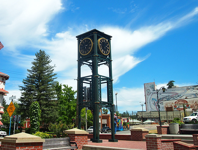 Downtown's clock tower keeps perfect time in a place where slowing down is actually the point—a Victorian timepiece for our hurried modern souls.