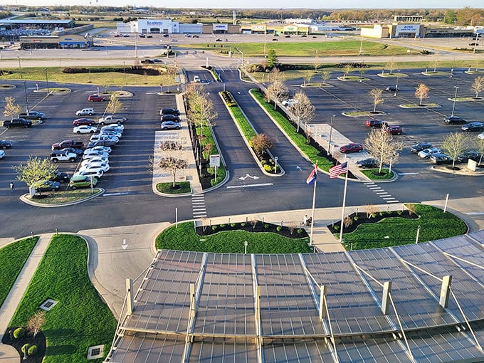Well-maintained commercial areas offer all the shopping necessities without big-city traffic headaches – notice those gloriously empty parking spaces!