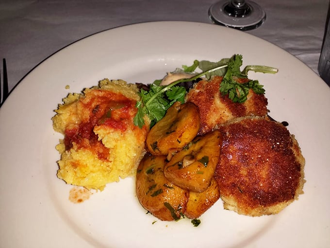 These crab cakes, plantains and cornbread are the holy trinity of Southern-meets-coastal cuisine – more crab than cake, just as the culinary gods intended.