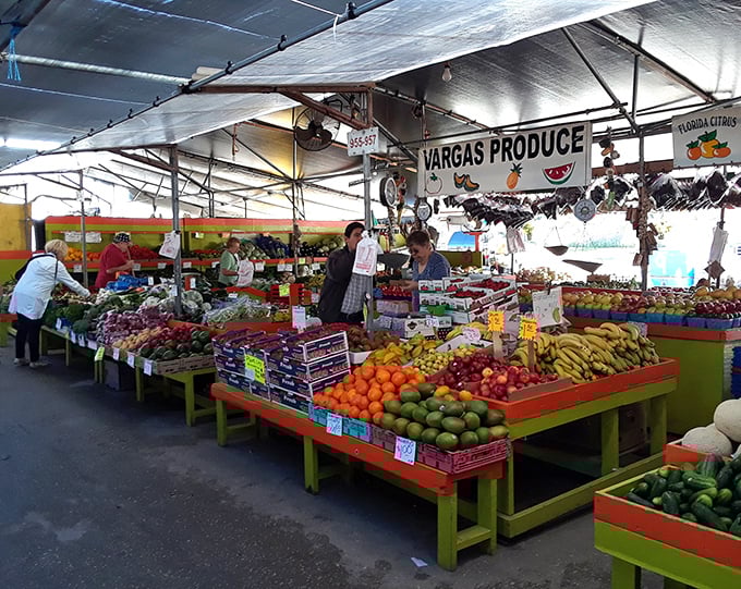 Vargas Produce brings farm-fresh bounty to flea market shoppers. These colors aren't filtered—they're nature showing off for your shopping basket.