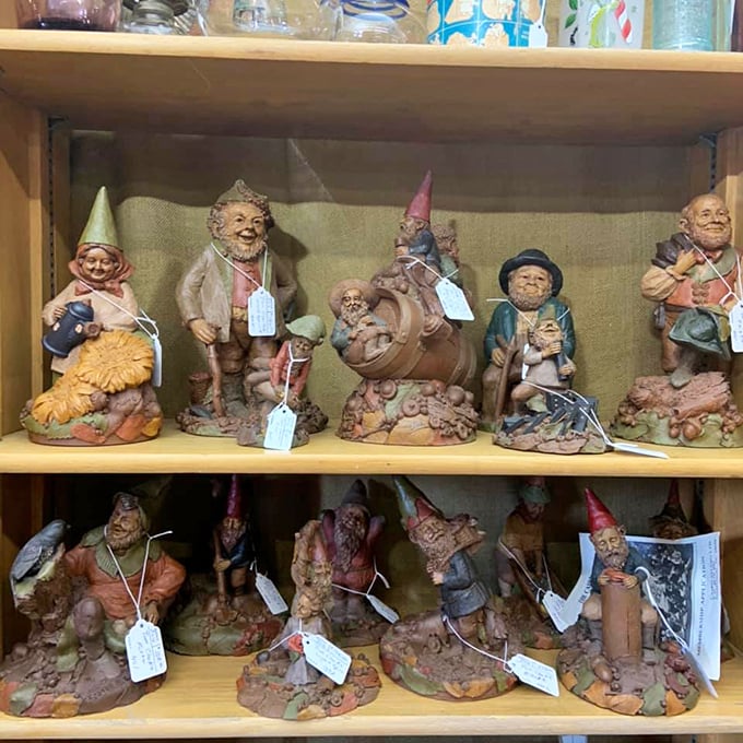 These whimsical garden gnomes bring fairy tale magic to any yard, each face carved with mischievous woodland wisdom.