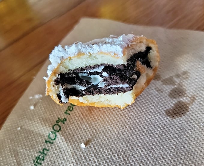 The fried Oreo isn't just dessert—it's a warm, crispy-coated revelation that makes you question why all cookies aren't treated this way.