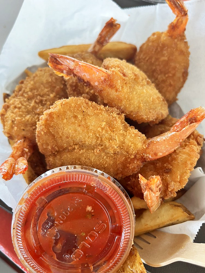 These fried shrimp could make a Louisiana chef weep with joy – crispy, sweet, and absolutely addictive.
