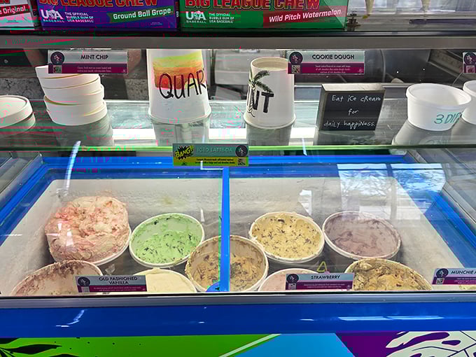 Because sometimes your perfect beach day needs a frozen finale, and this ice cream counter delivers the goods.