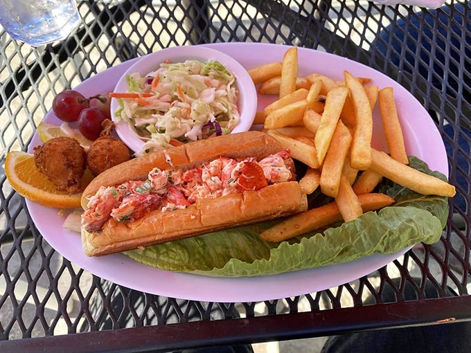 The lobster roll doesn't need fancy presentation when it's this good. Just fresh seafood, classic preparation, and a side of summer nostalgia.