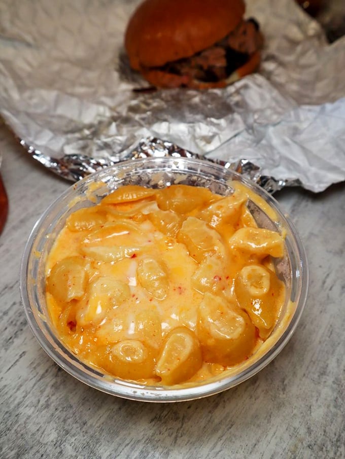 Mac and cheese that doesn't know whether to be comfort food or a religious experience. Either way, I'm converting. 