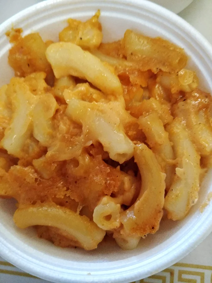 Mac and cheese that doesn't just sit on the plate but performs—each creamy, cheesy bite conducting a symphony of comfort that resonates through your soul.
