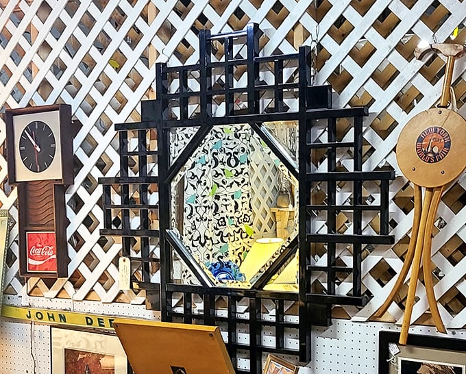 This geometric mid-century mirror doesn't just reflect your face—it reflects an era when design broke all the traditional rules.