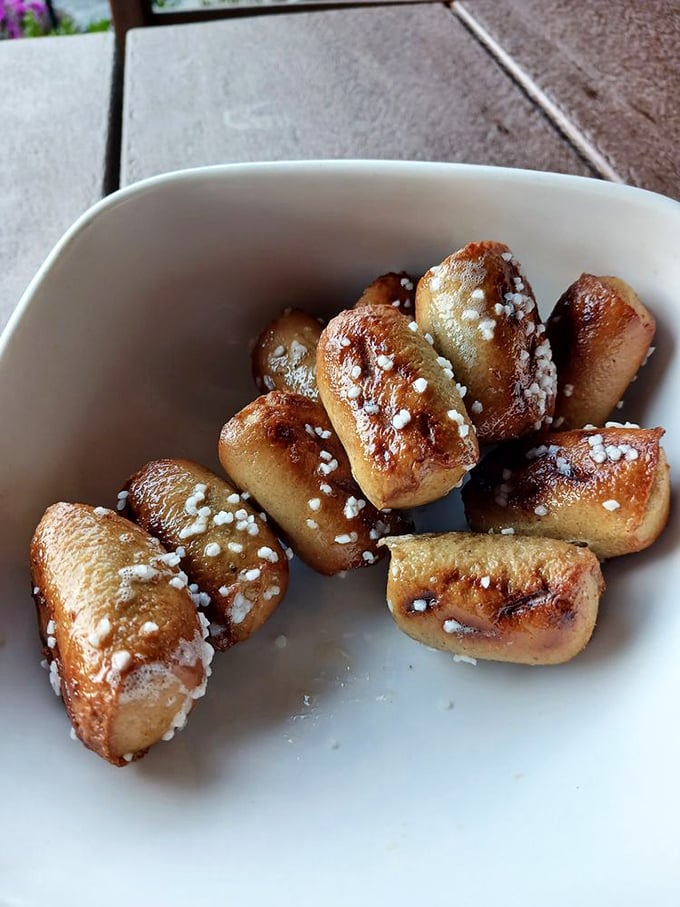 Golden-brown pretzel bites with their sparkling salt crystals—the unsung heroes of bar snacks and perfect beer companions.