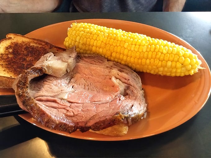 Prime rib that makes you understand why cavemen invented fire – this is evolution at its finest.